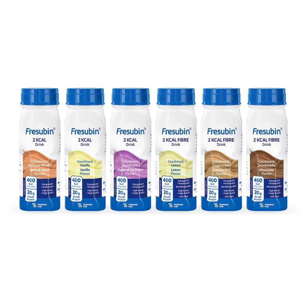 Fresubin 2 KCAL FIBRE Drink, 6 Geschmacksrichtungen, Mischkarton, 6 x 4er